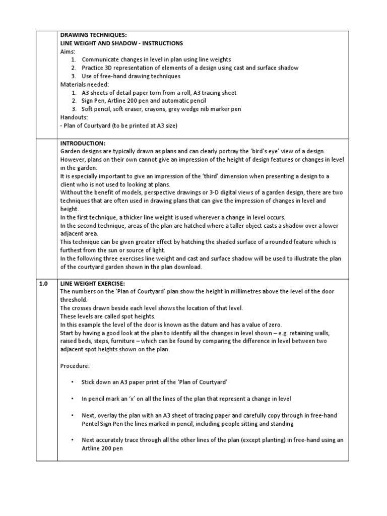 Line+Weight+and+Shadow+ +instructions | PDF | Drawing | Shadow