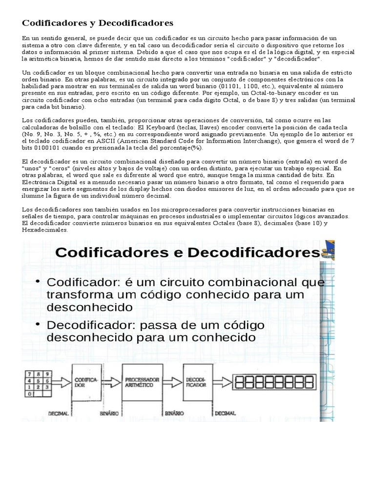 Codificadores y Decodificadores Digitales | PDF | Decimal codificado en ...