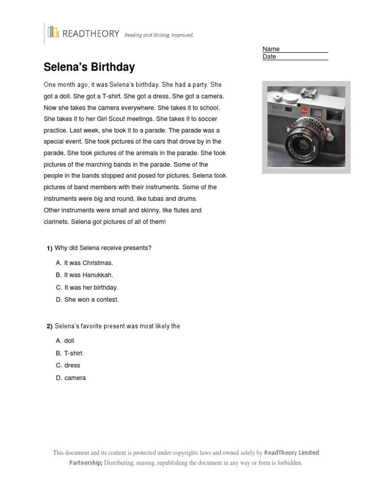 4th Grade Selena S Birthday All | PDF | Musical Instruments