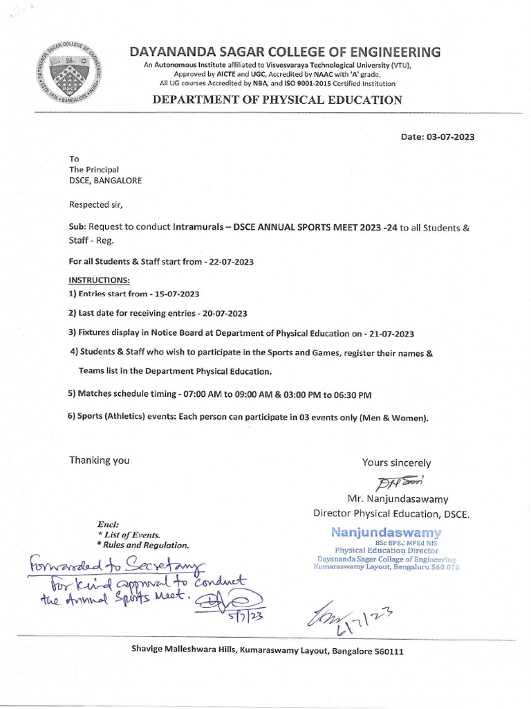 Dsce Annual Sports Meet 2023-2024 | PDF
