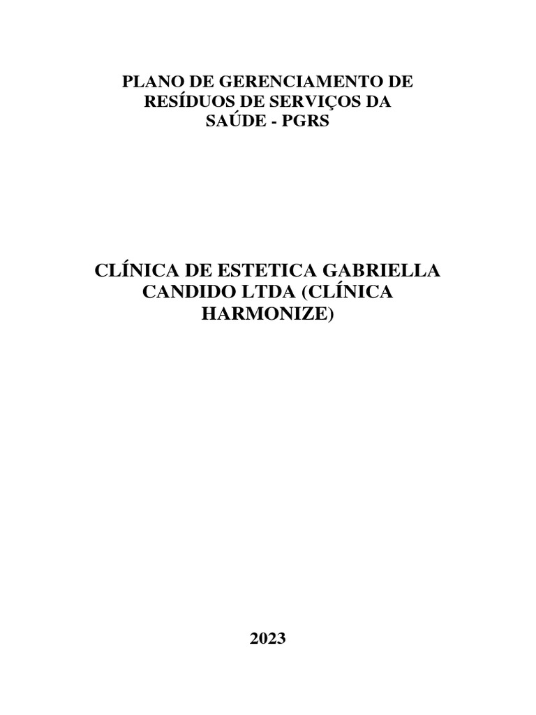 PGRS para Clínica de Estética 2023 | PDF | Desperdício | Reciclagem