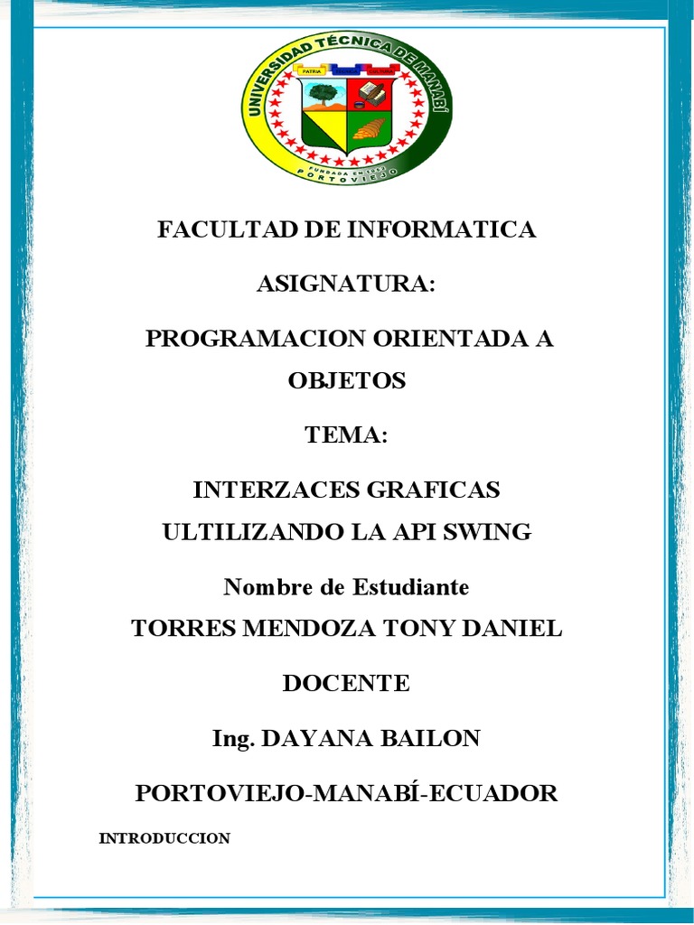 INTERFACES GRAFICAS Tony Torres POO C PDF | PDF | Interfaz de usuario ...