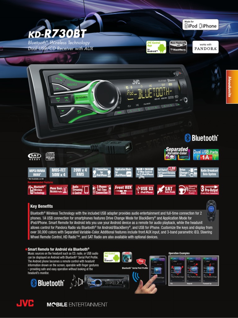 Manual JVC Car Stereo System KD-R730BT | PDF | Smartphone | I Pod