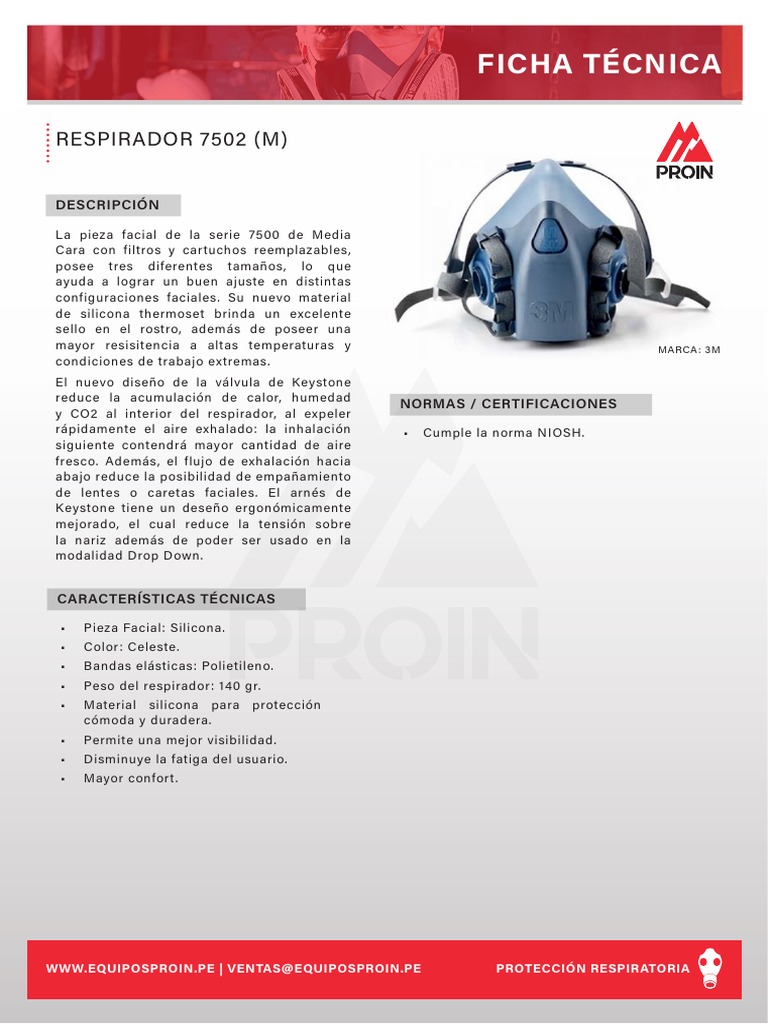 Ficha Técnica Respirador 3M 7502 | PDF