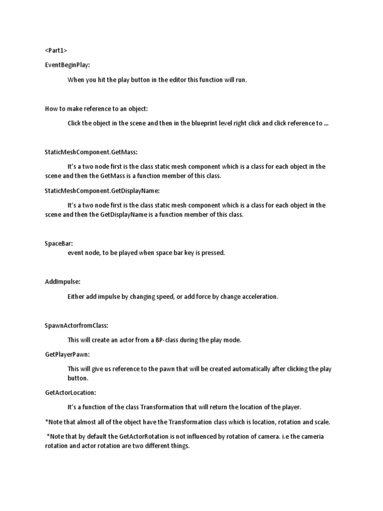 Unreal Blueprint Learning Notes Pdf Class Computer Programming C