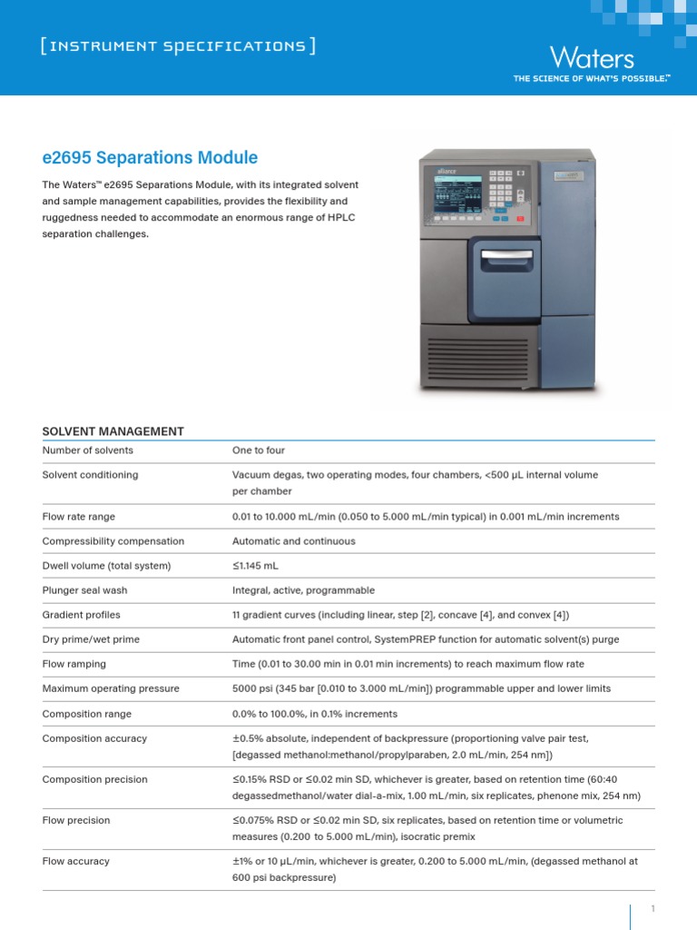 (Instrument Specifications) : E2695 Separations Module | Download Free ...