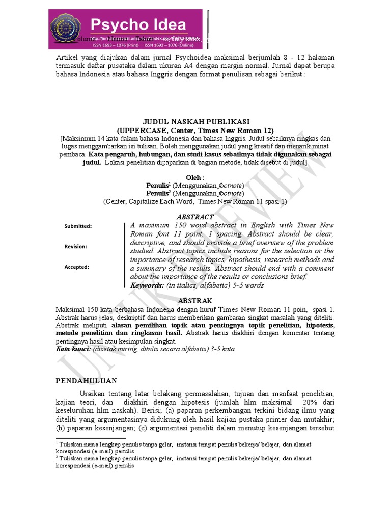 Template Manuskrip Psychoidea | PDF