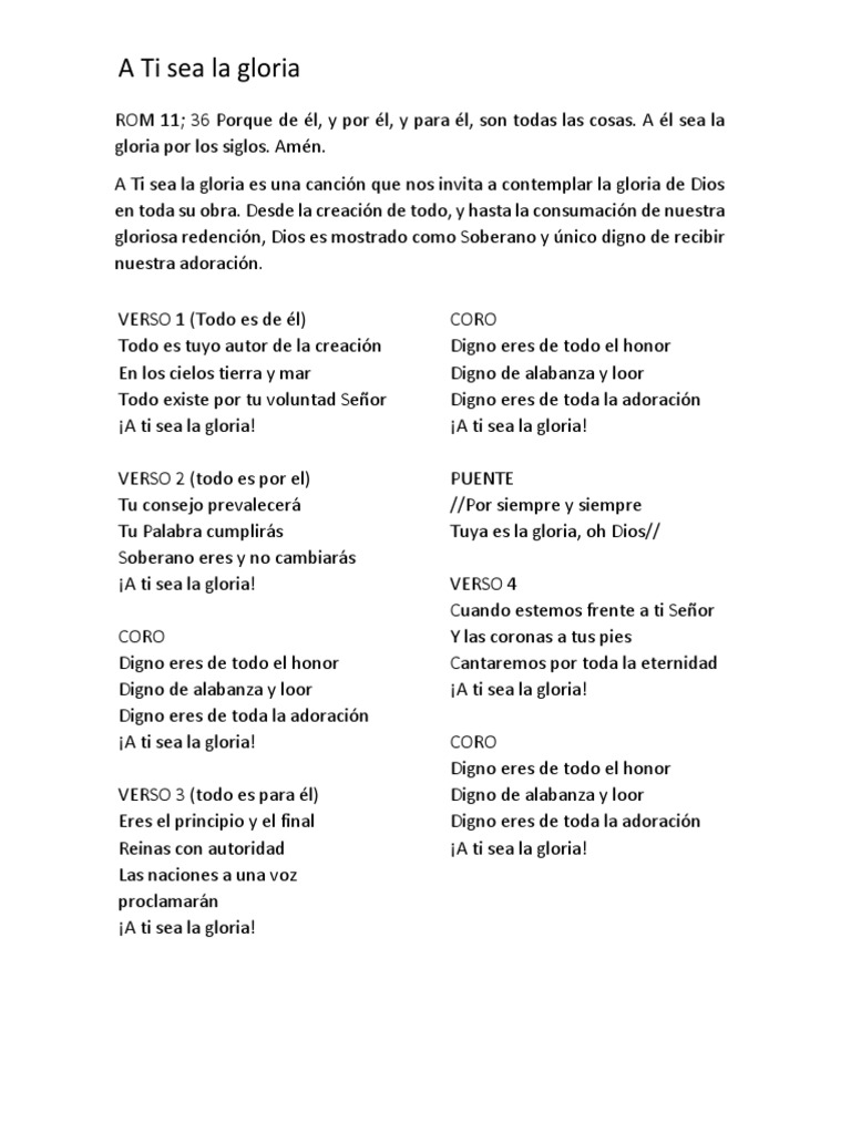 A Ti Sea La Gloria | PDF