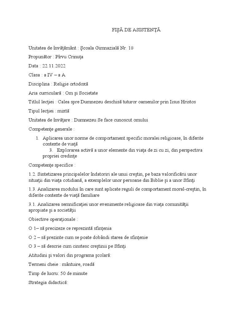 Prima Fisa de Asistenta Sem 1 | PDF