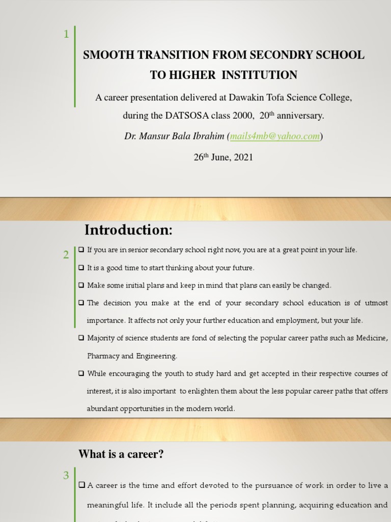 Career Presentation PDF | PDF