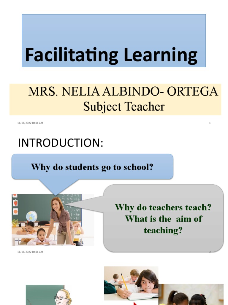 Facilitating Learning Lesson | PDF | Metacognition | Learning