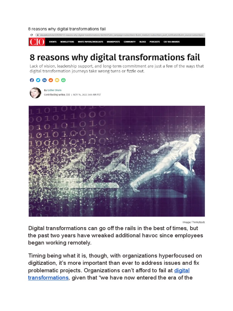 8 Reasons Why Digital Transformations Fail | PDF | Chief Information ...