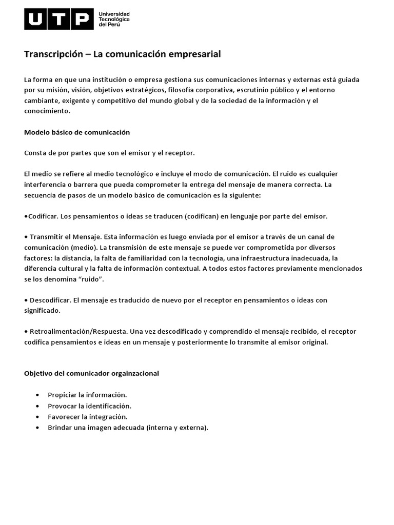 Semana 12 - Infografía - La Comunicación Empresarial-Transcripción ...