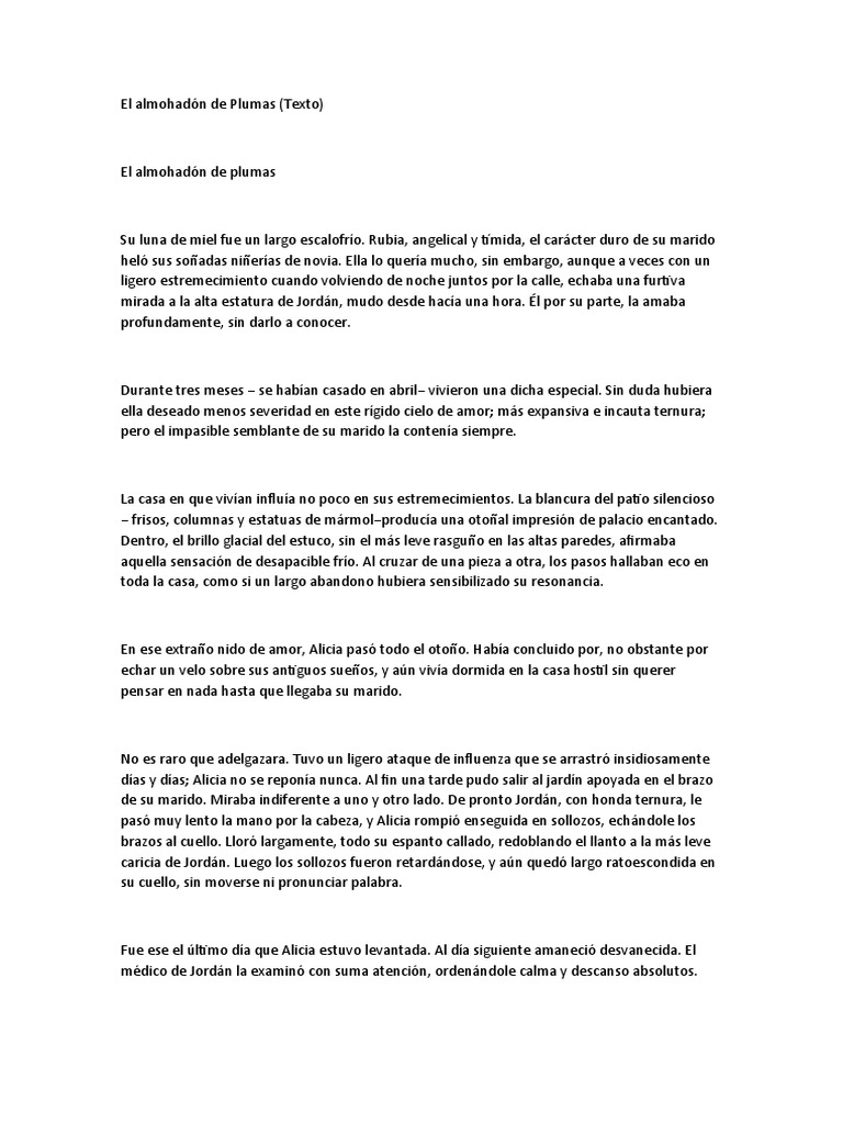 El Almohadón de Plumas | PDF | Narración | Cuentos