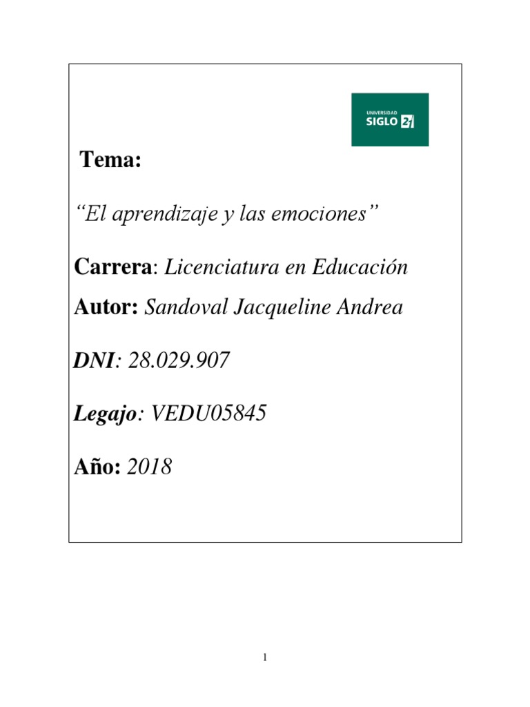 Como Influye Las Emociones en La Educacion | PDF | Aprendizaje | Las emociones