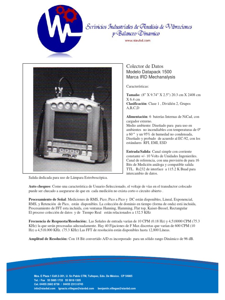 Características del Datapack 1500 | PDF | Frecuencia | Electrónica