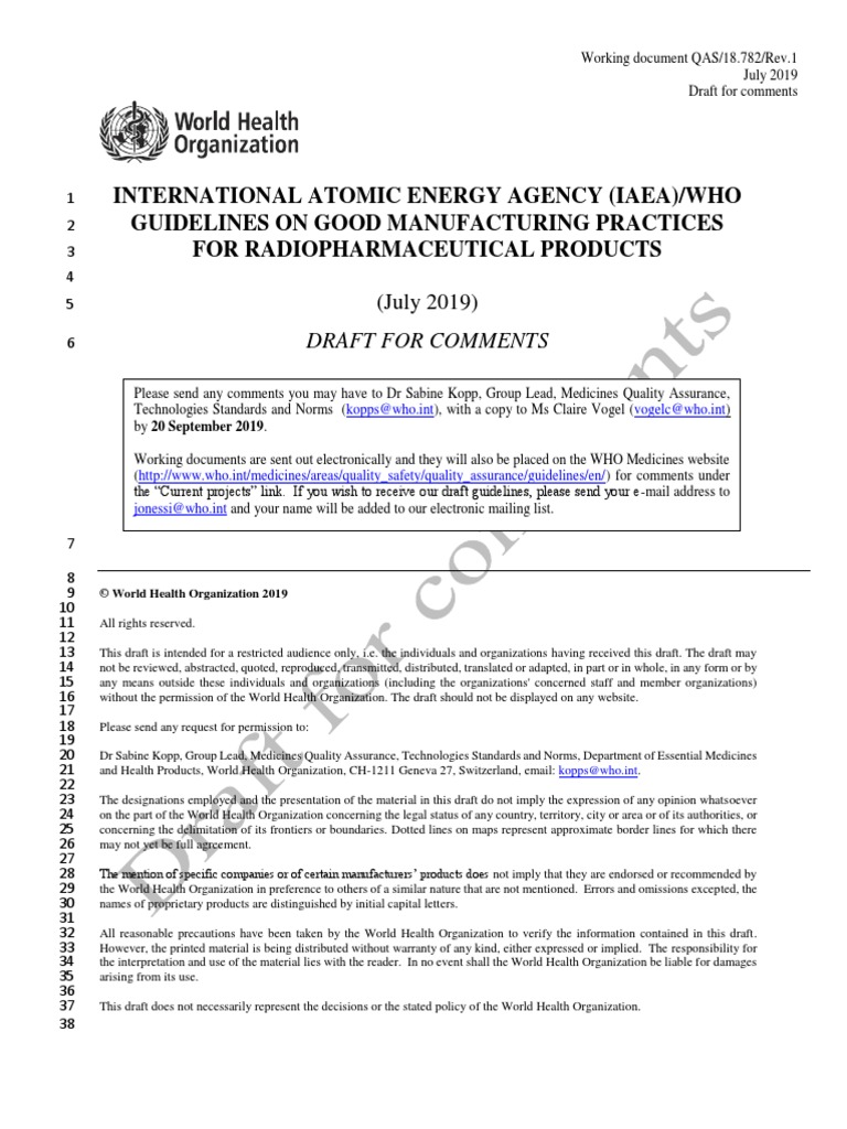 Guide IAEA WHO GMP For Radiopharmaceutical Products | PDF | Quality ...