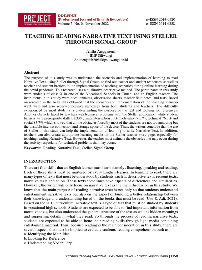 STELLER Project | PDF | Narrative | Reading Comprehension