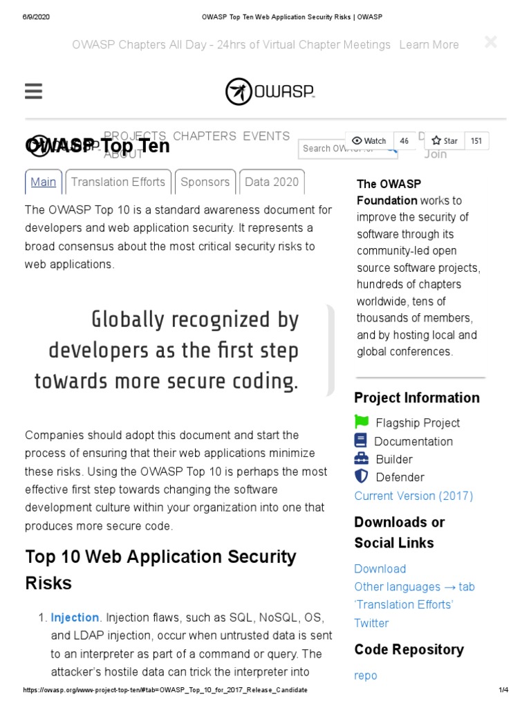 OWASP Top Ten Web Application Security Risks - OWASP | PDF | Security ...