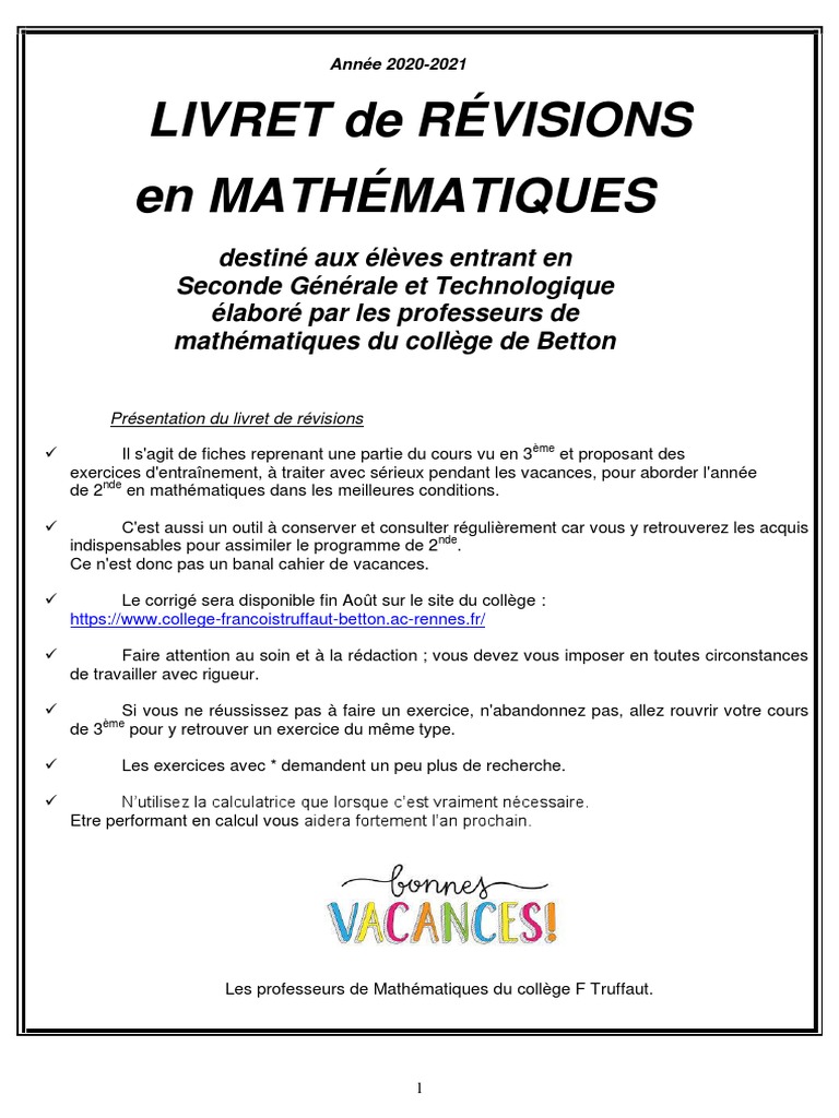 Exdnb - QCM Maths | PDF | Mathématiques