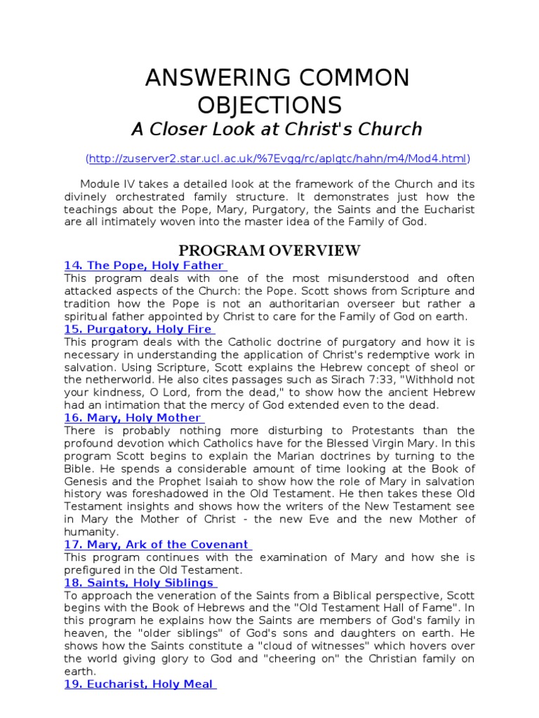 Answering Common Objections | PDF | Saint Peter | Pope