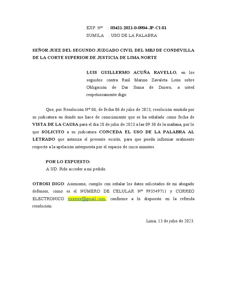 Solicito USO DE LA PALABRA | PDF