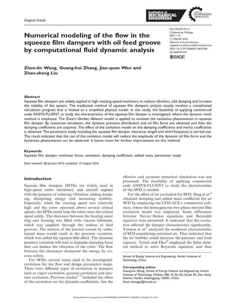2016-Wang-Numerical Modeling of SFD by CFD | PDF | Computational Fluid Dynamics | Liquids