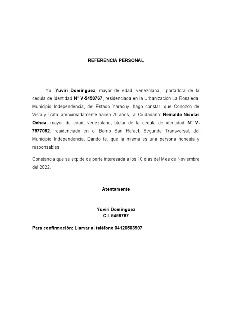 Referencia Personal | PDF