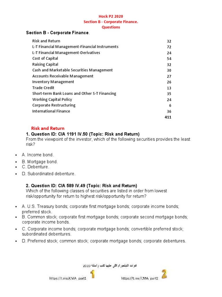 Section B Questions Pdf Stocks Bonds Finance