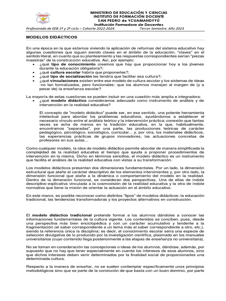 Modelos Didacticos | PDF | Enseñando | Conocimiento
