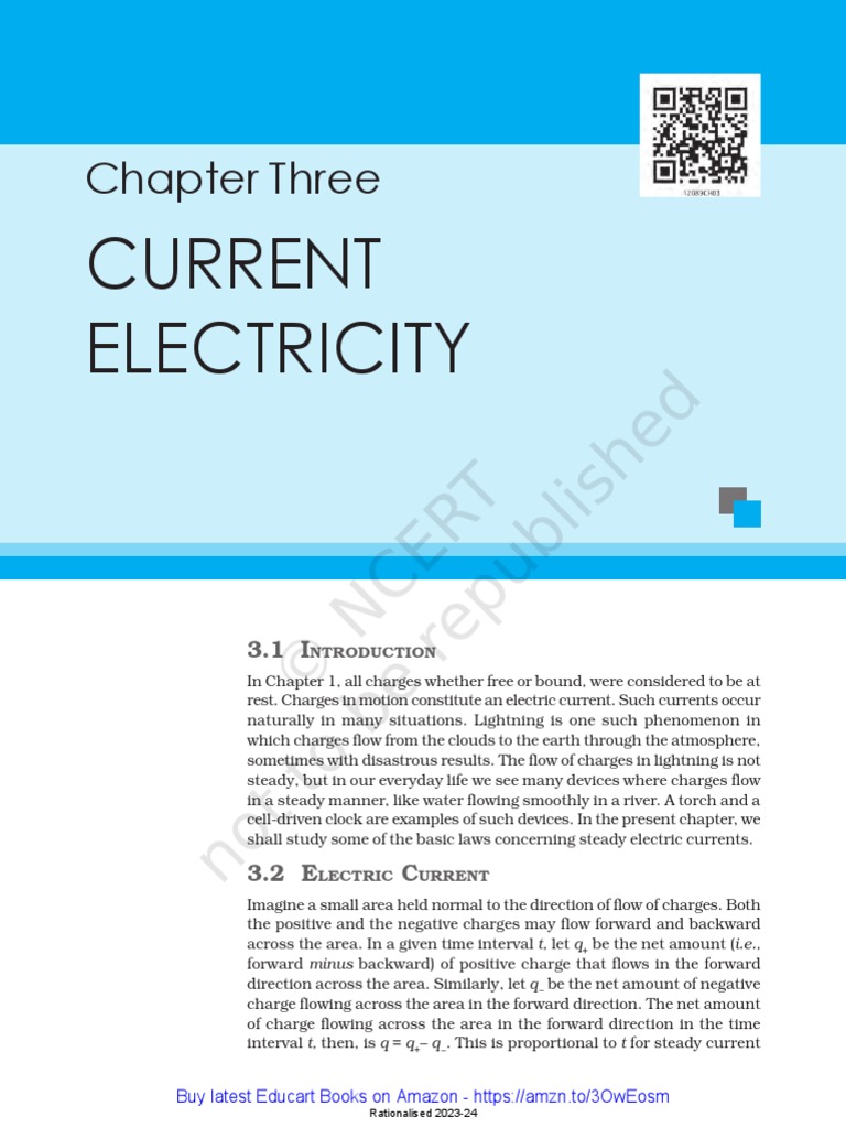 CH - 3 Current Electricity | PDF | Electrical Resistivity And Conductivity | Electric Current