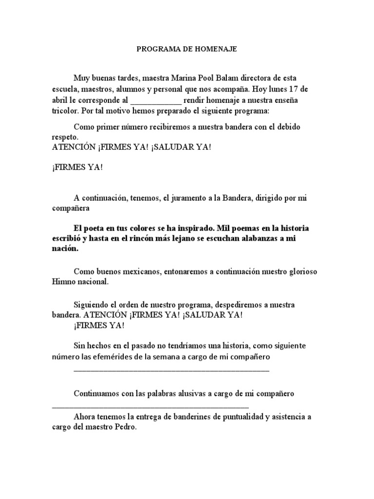 Programa de Homenaje-1 | PDF