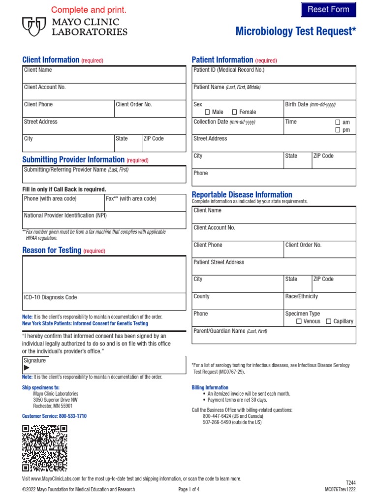 Microbiology Test Request Form | PDF | Mycobacterium | Virus