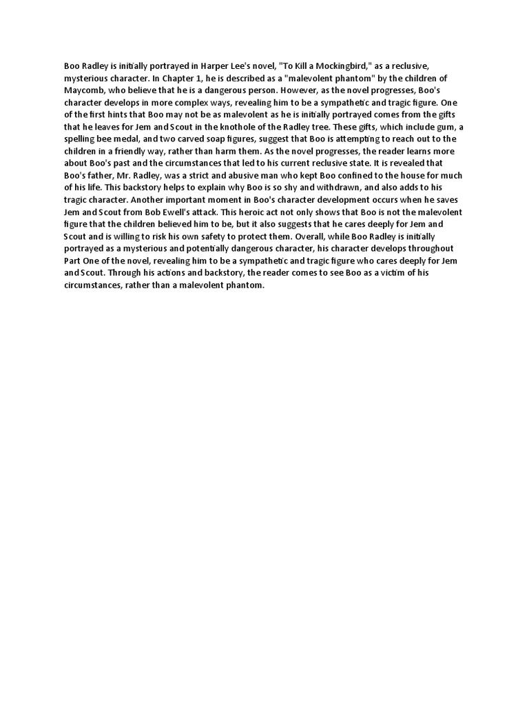 Boo Radley's Character Evolution in TKAM | PDF