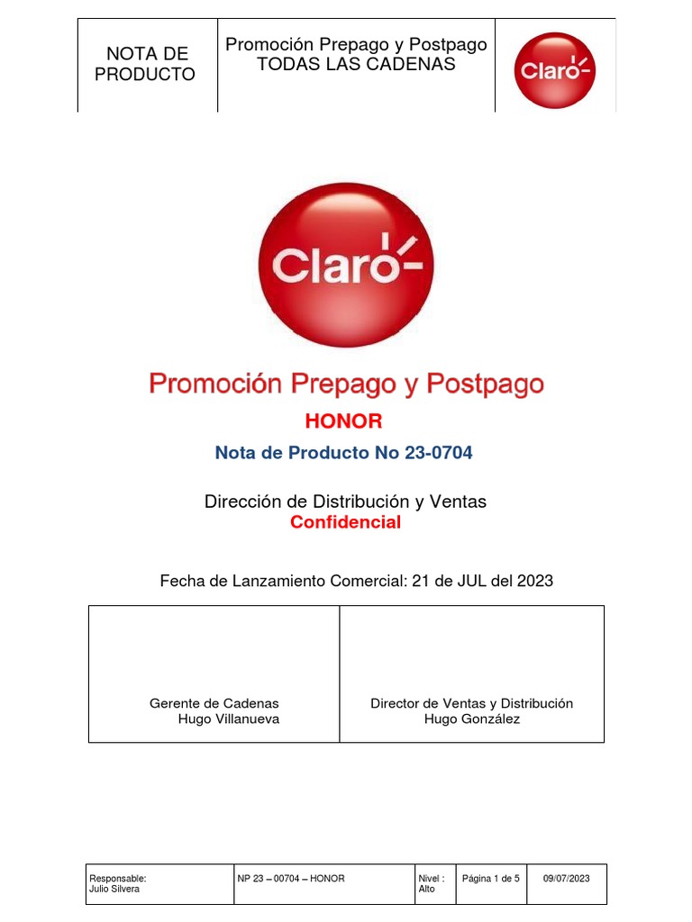 Promoción Honor: Prepago y Postpago | PDF | Electrónica | Tecnología de ...
