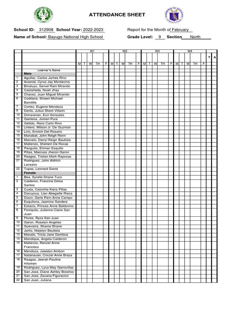 Attendance Sheet Print | PDF