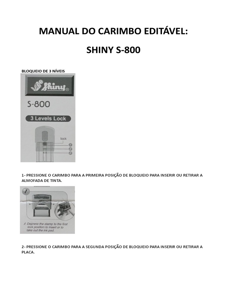 Manual Do Carimbo Editavel Shiny S-800 | PDF