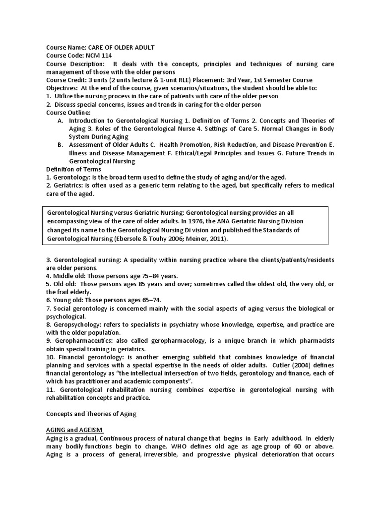 Geriatric Nursing - Sample | PDF | Ageing | Gerontological Nursing