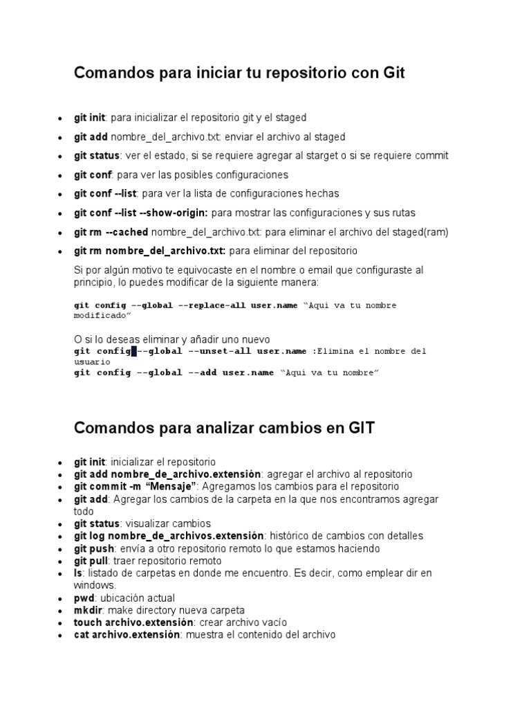 Comandos para Iniciar Tu Repositorio Con Git | PDF | Cubierta segura | Archivo de computadora