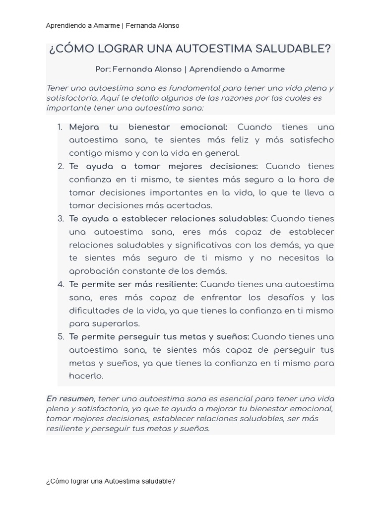 Autoestima Saludable PDF | PDF | Autoestima | Gratitud
