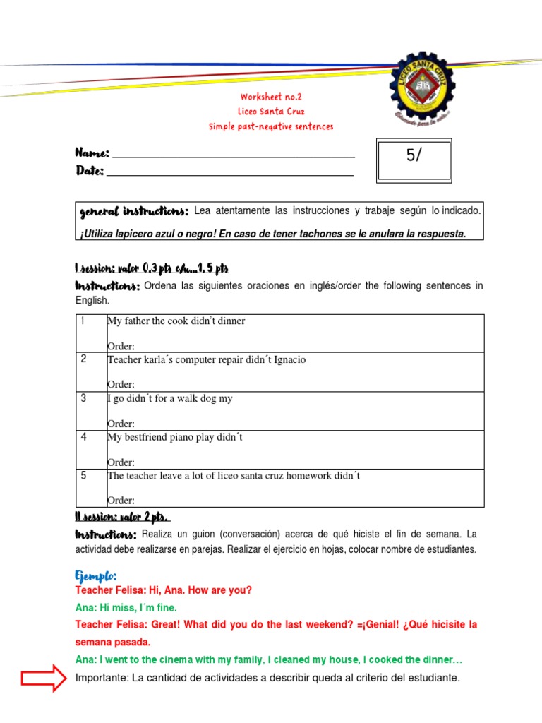 Worksheet No.2-Simple Past Bachillerato | PDF