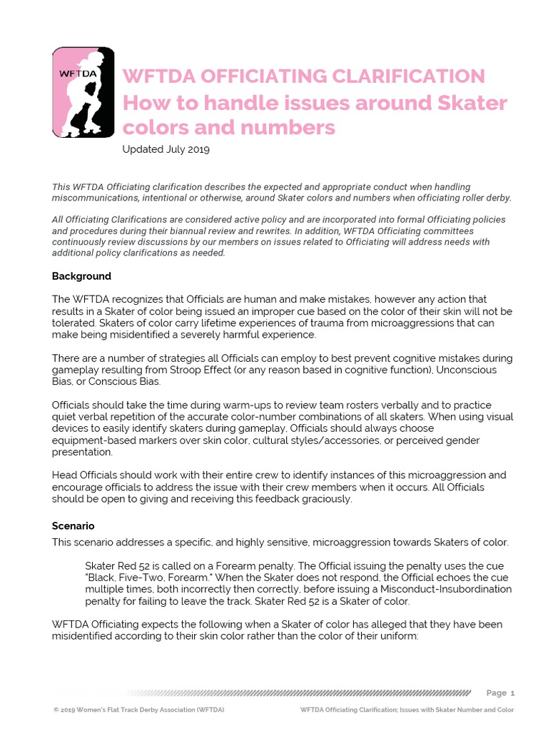 Officiating Clarification Skater Color and Number | PDF | Cognition ...