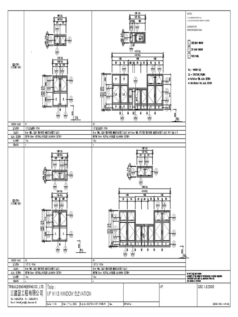 Title: 1/F W13 Window Elevation: Tribuild Engineering Co., LTD | PDF
