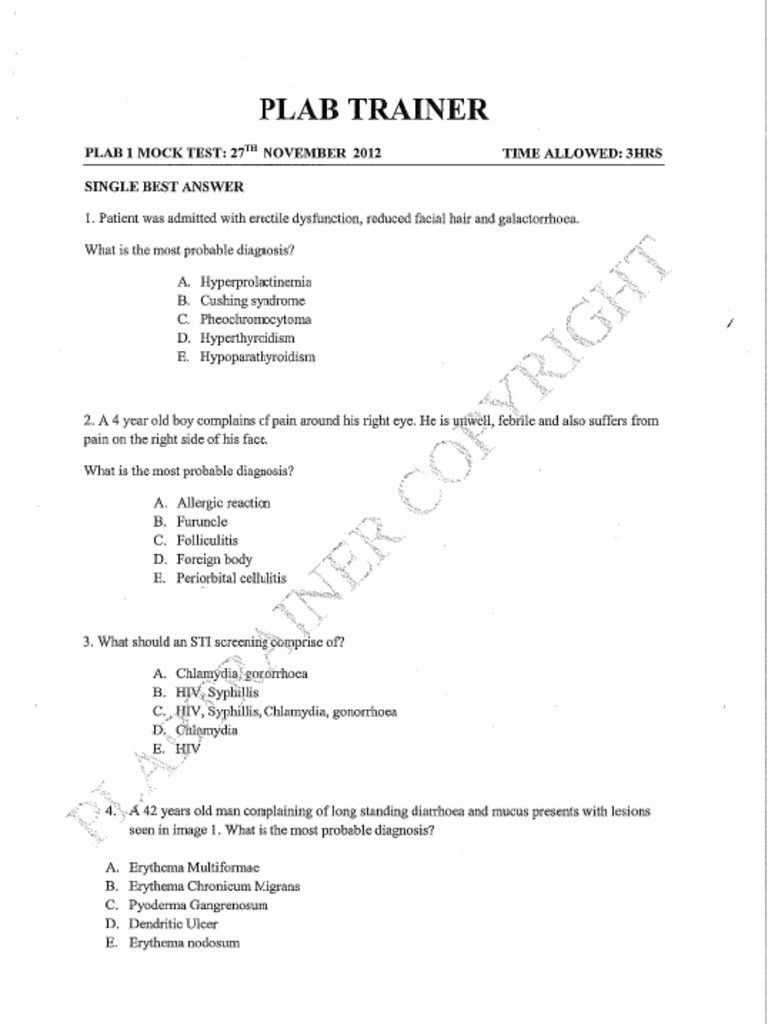 Plab 1 Mock 27 Nov | PDF