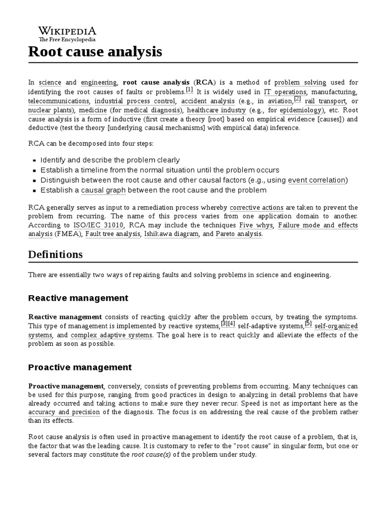 Root Cause Analysis | PDF