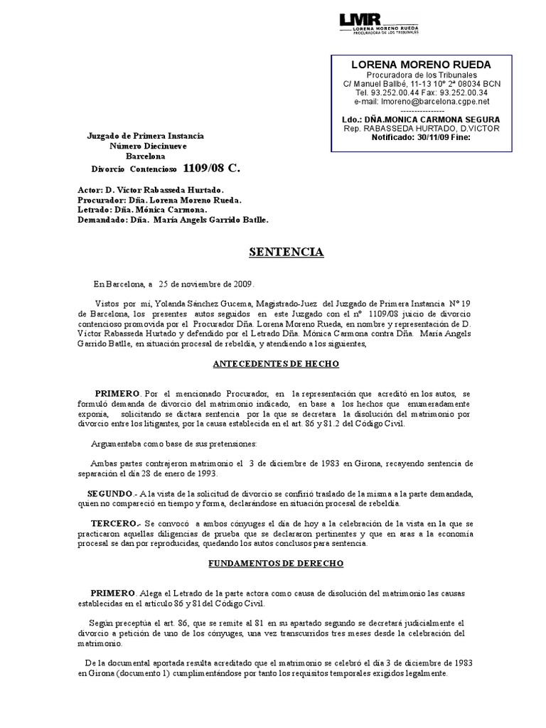SENTENCIA | PDF | Divorcio | Sentencia (ley)