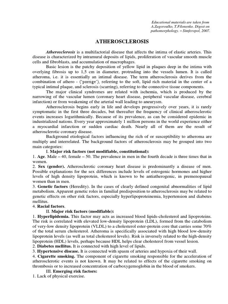 Topic 16. Atherosclerosis | PDF | Atherosclerosis | Ischemia Topic 16. Atherosclerosis | PDF | Atherosclerosis | Ischemia