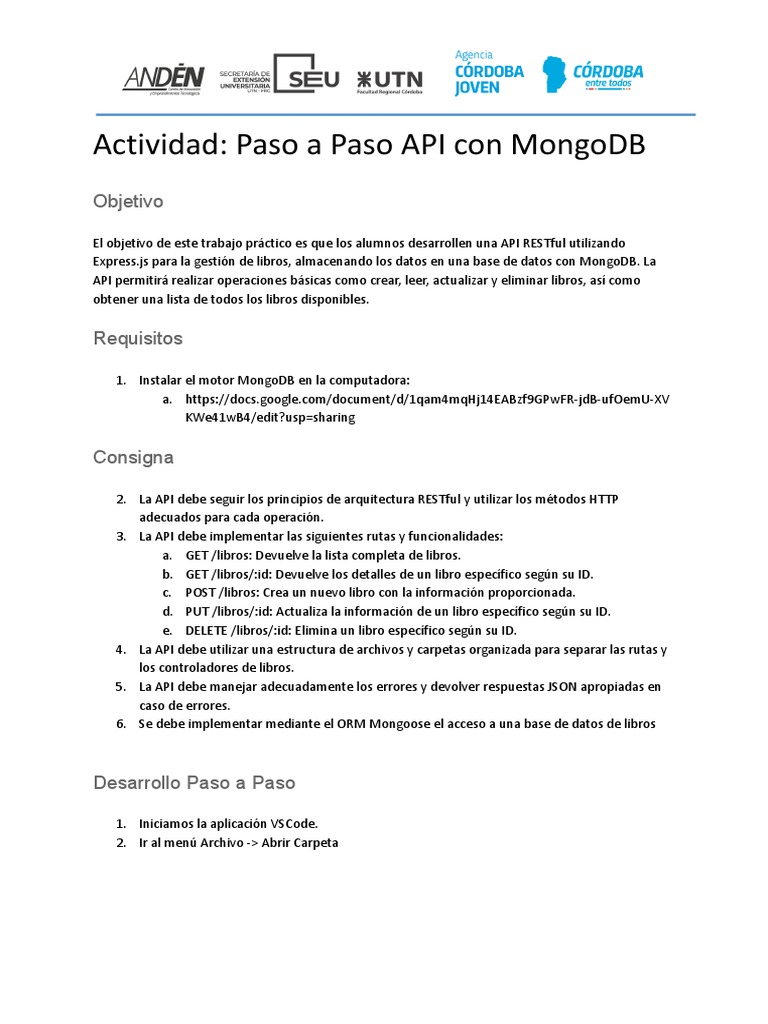 Actividad - Paso A Paso API Con MongoDB | PDF | Transferencia de estado ...