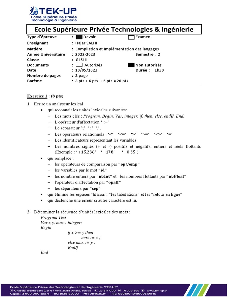 Compilation Corrigé-DS | PDF | Ambiguïté | Informatique théorique