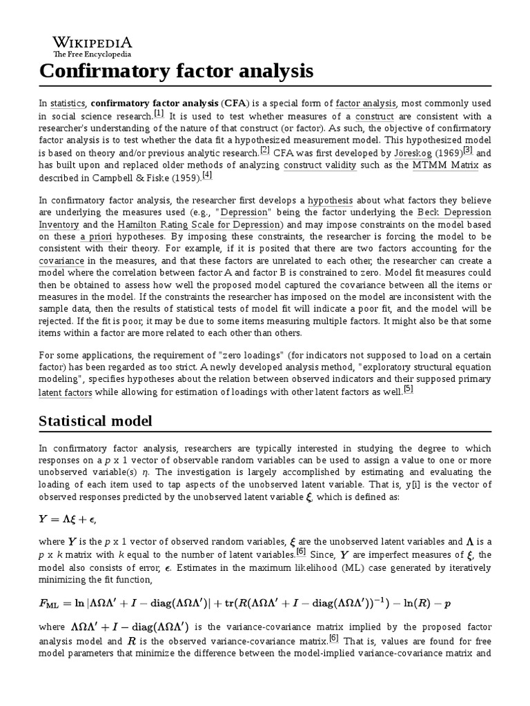 Confirmatory Factor Analysis Overview | PDF | Statistical Models ...